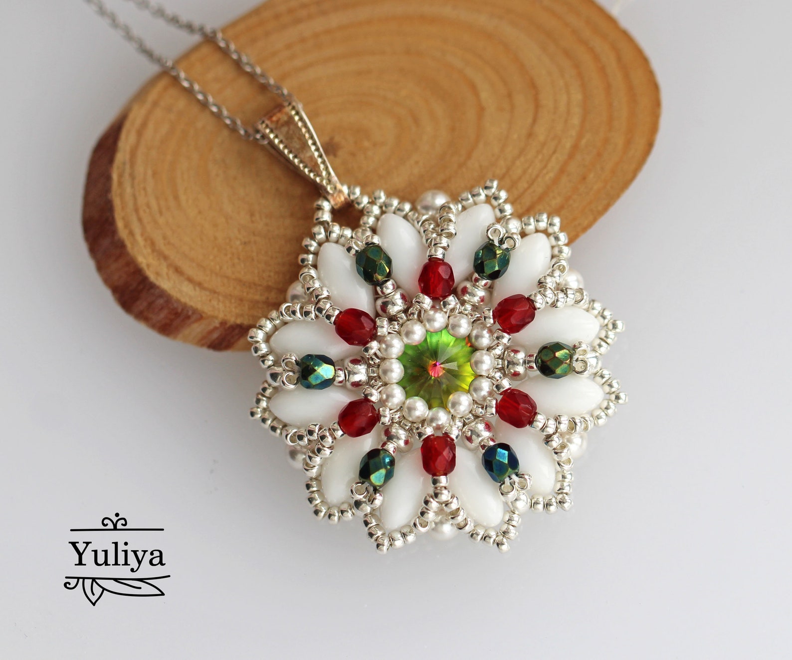Tutorial Beaded Pendant Daisy Pendant Pattern Flower Pendant | Etsy