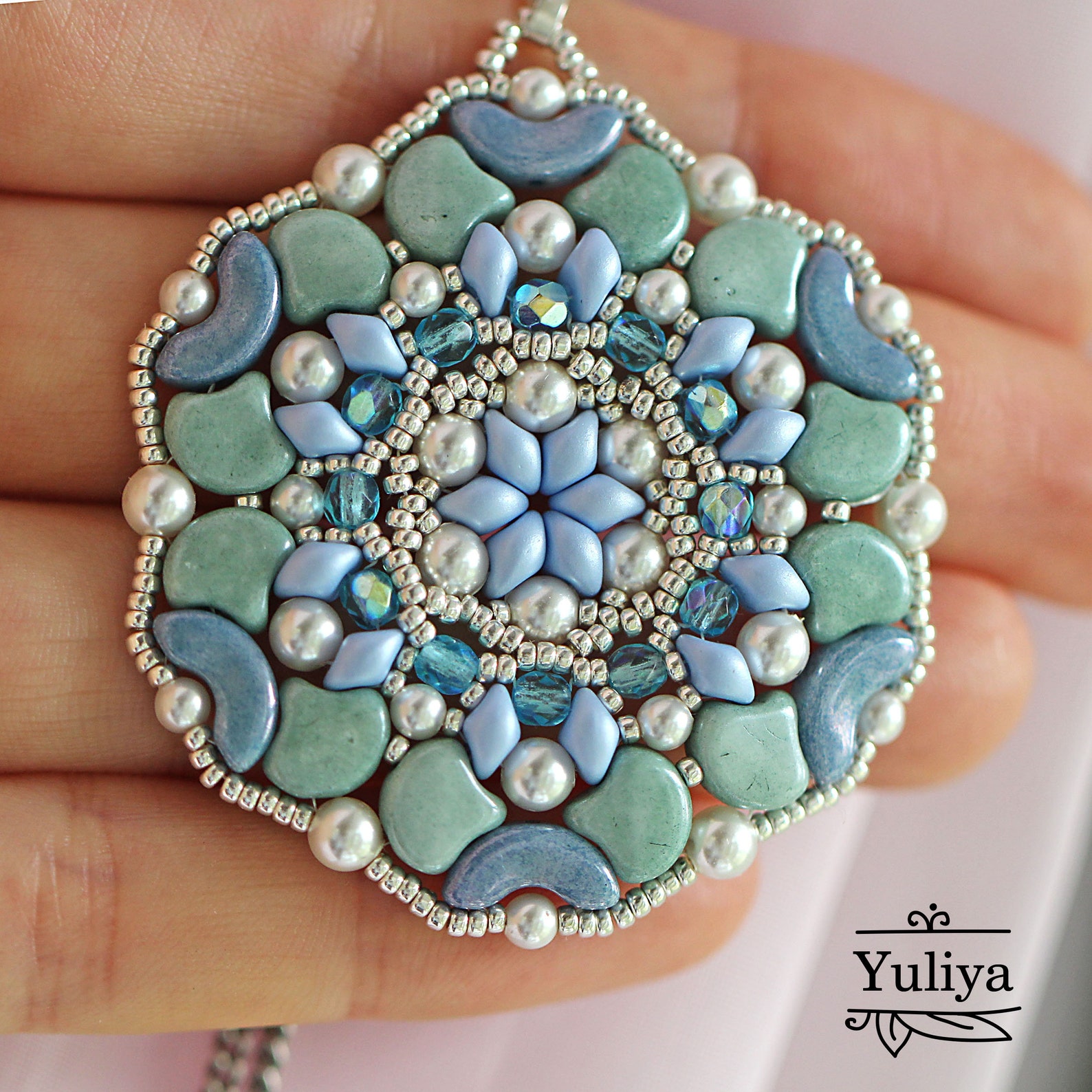 Beaded Pendant Pattern Beading Tutorial With Es-o and Ginko Beads DIY ...