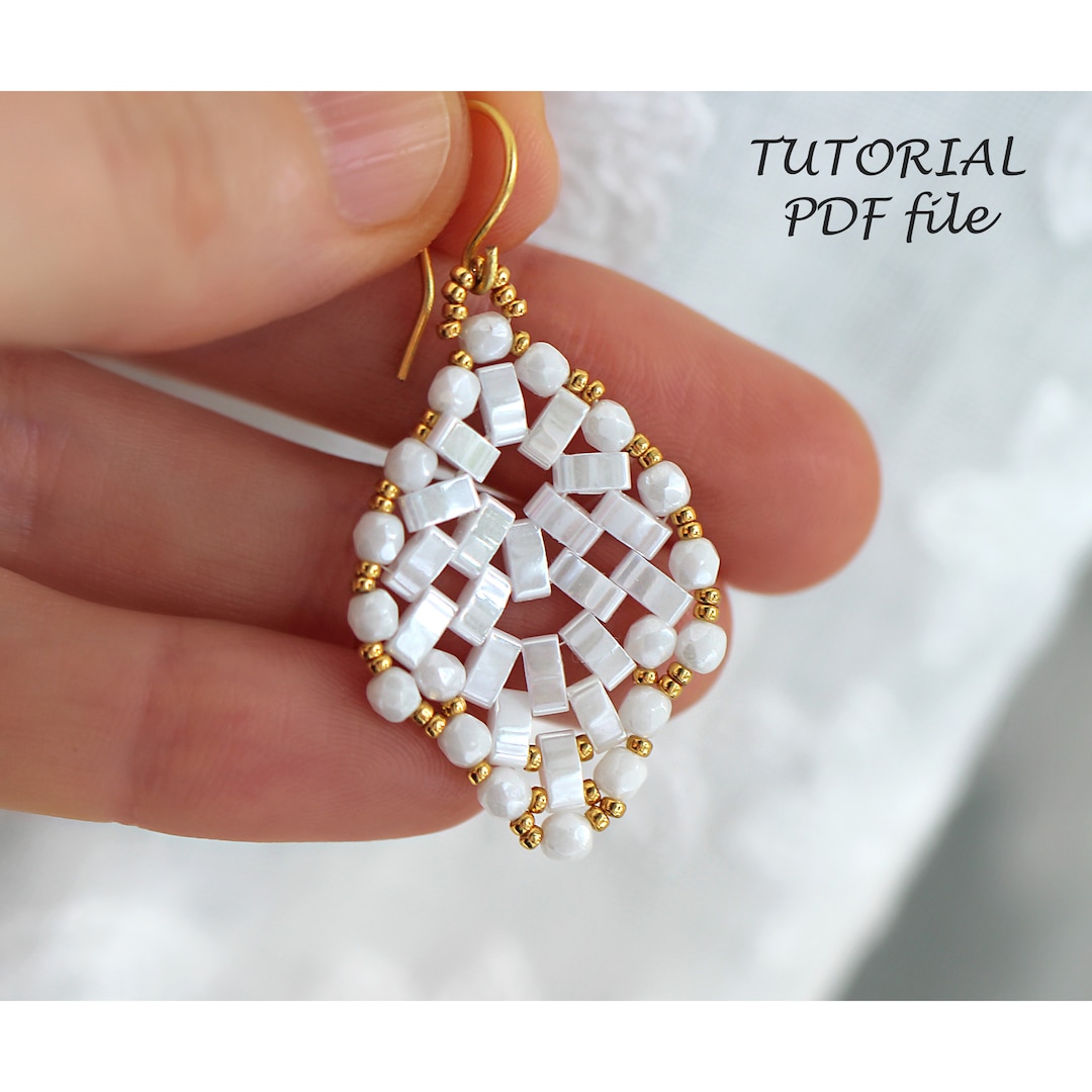 Beaded Earrings Tutorial Pattern Half Tila Beads Step-by-step Jewelry ...