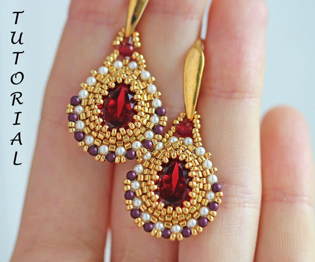 Beaded Earrings Tutorial Rivoli Earring Tutorial Beading - Etsy