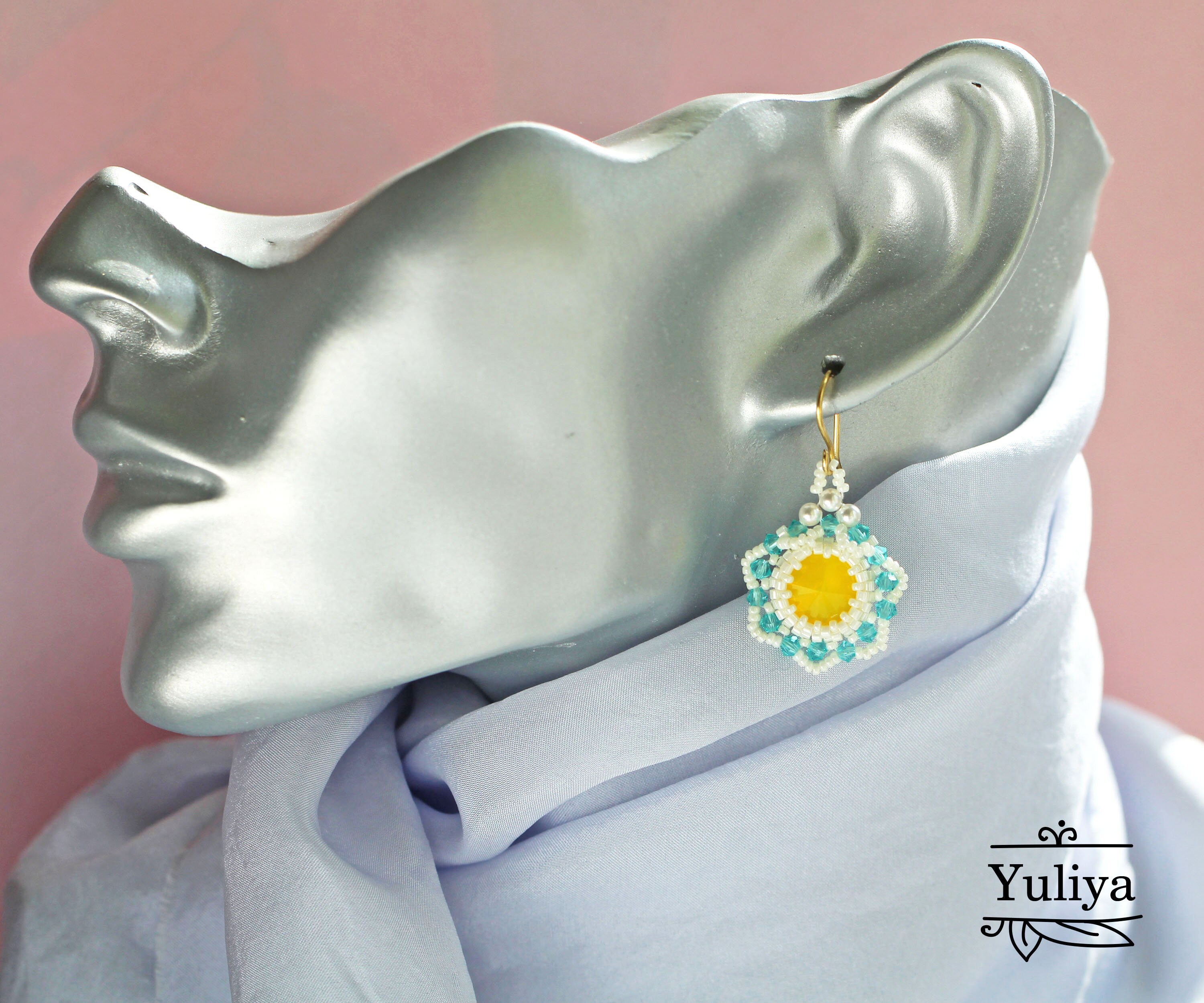 Rivoli earrings tutorial Earrings pattern Bicone tutorial | Etsy