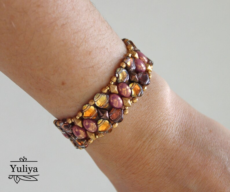 Beading Tutorial Bracelet Ginko Bead Pattern Samos Puca | Etsy