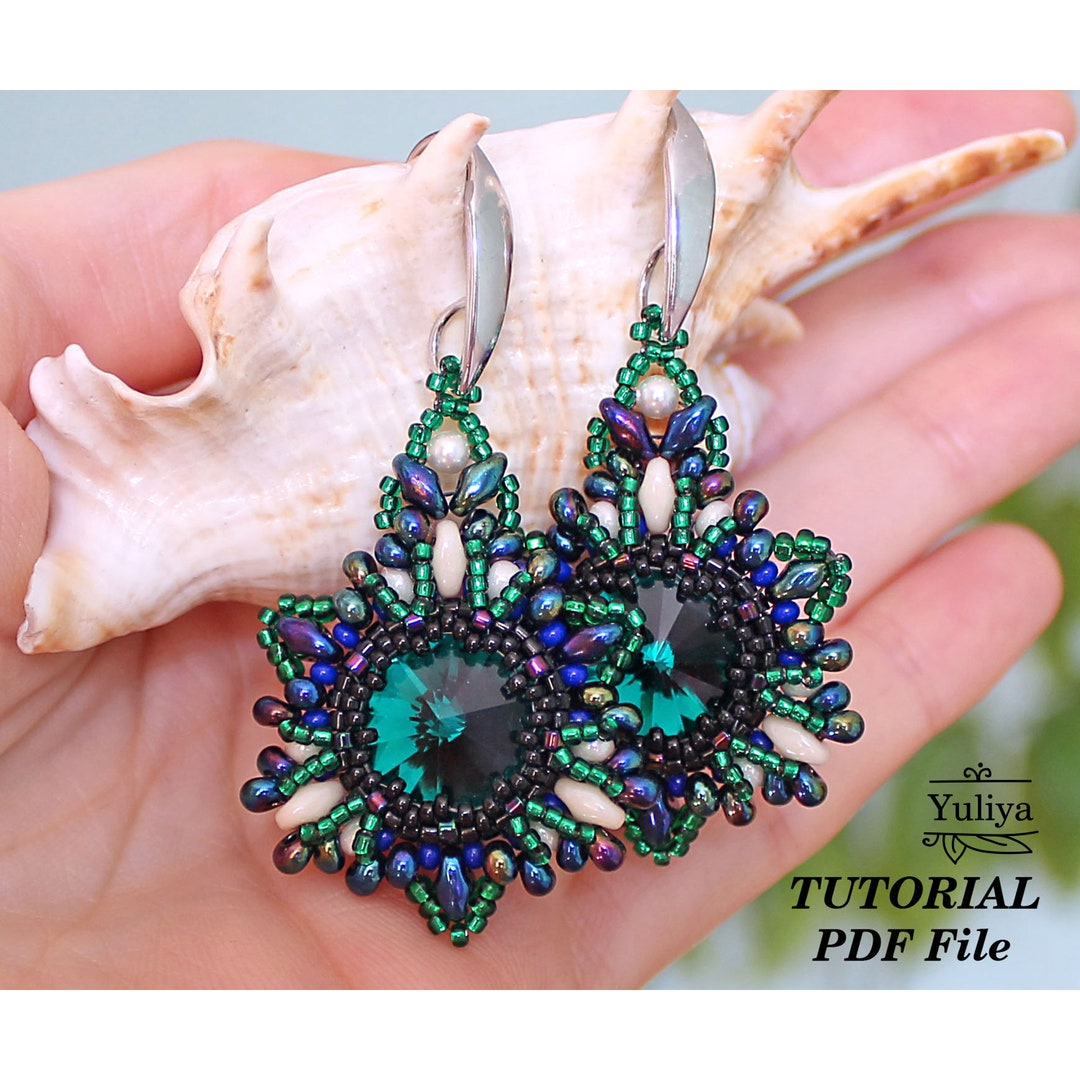 Rivoli Earrings Tutorial, Beaded Earrings Pattern, Swarovski Tutorial ...