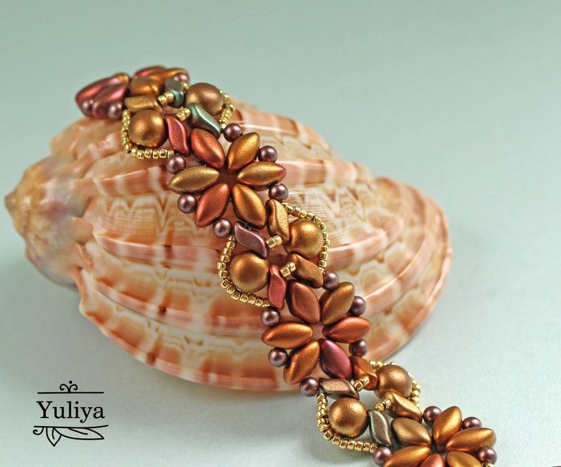 Beading Tutorial Bracelet Pattern Two Hole Bead Pattern - Etsy