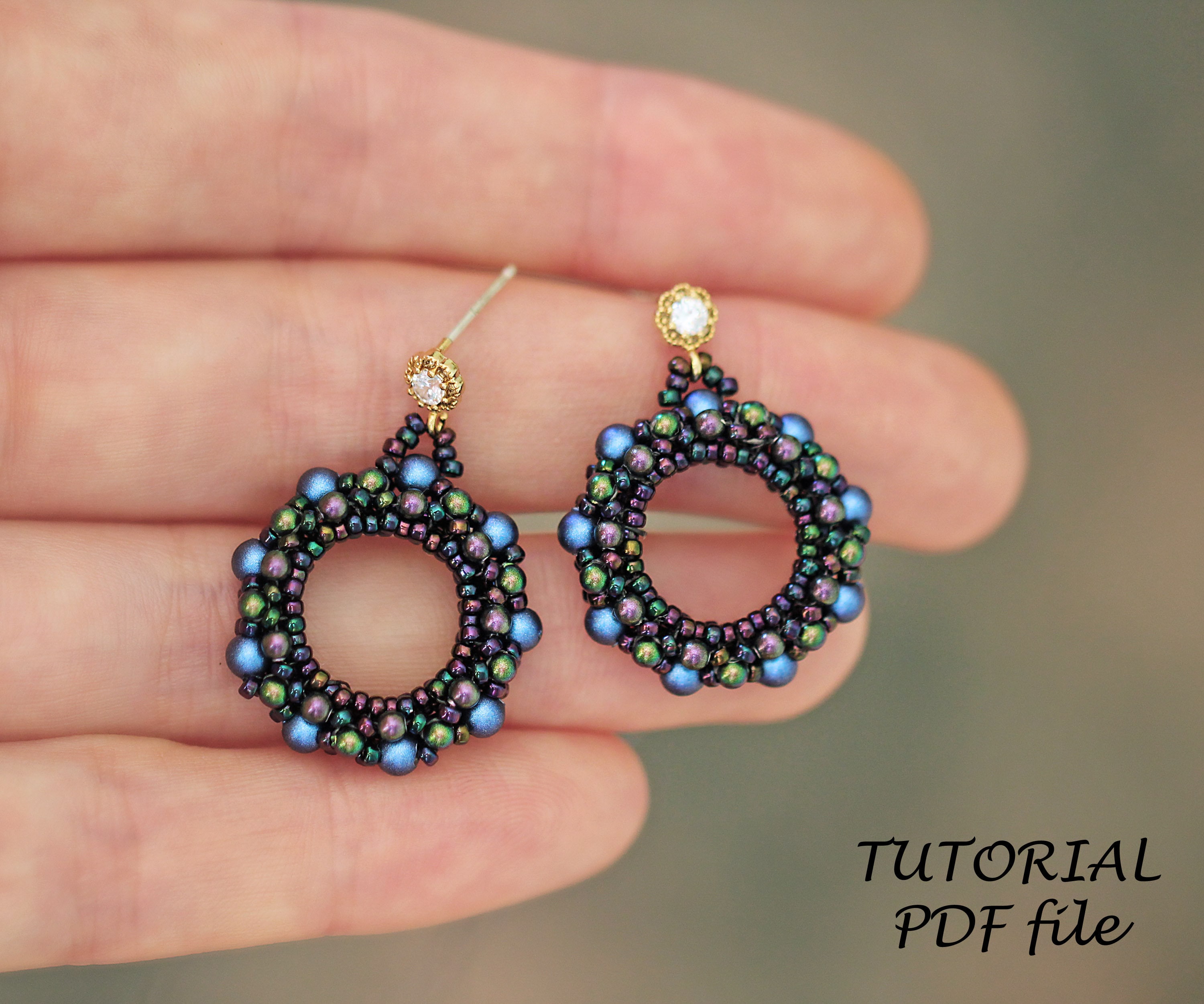 Hoop Earrings Tutorial, Bead Earrings Pattern, Seed Bead Tutorial~pearl ...