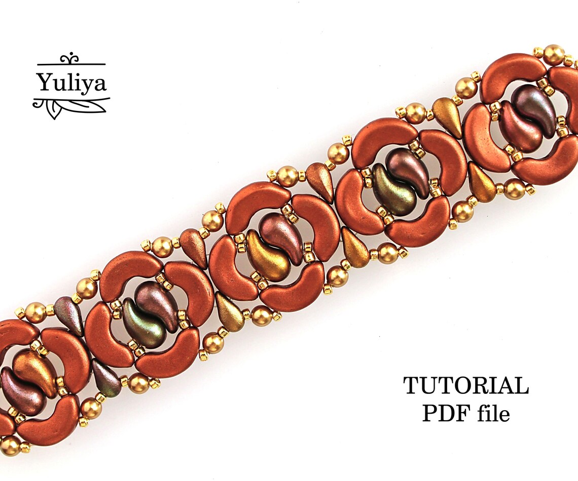 Beading tutorial bracelet Two hole bead pattern Beading | Etsy