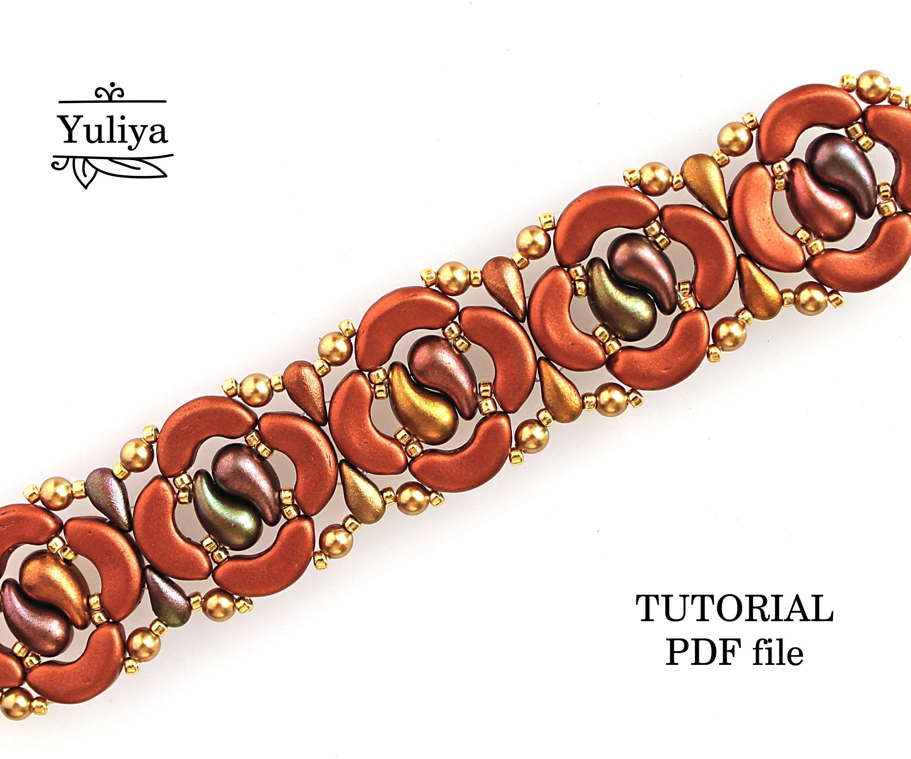 Beading tutorial bracelet Two hole bead pattern Beading | Etsy