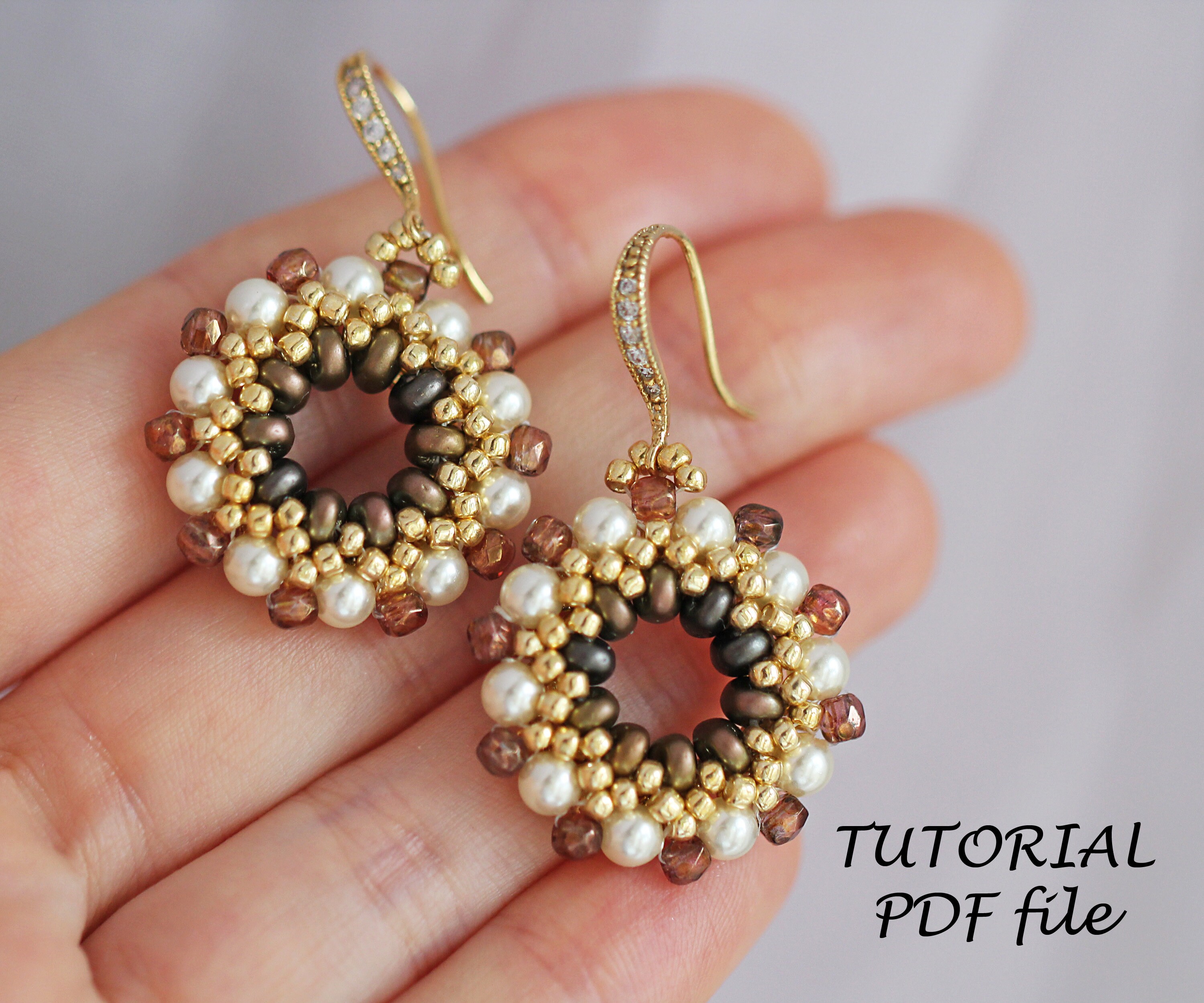 Hoop Earrings Tutorial Bead Earrings Pattern Seed Bead - Etsy UK