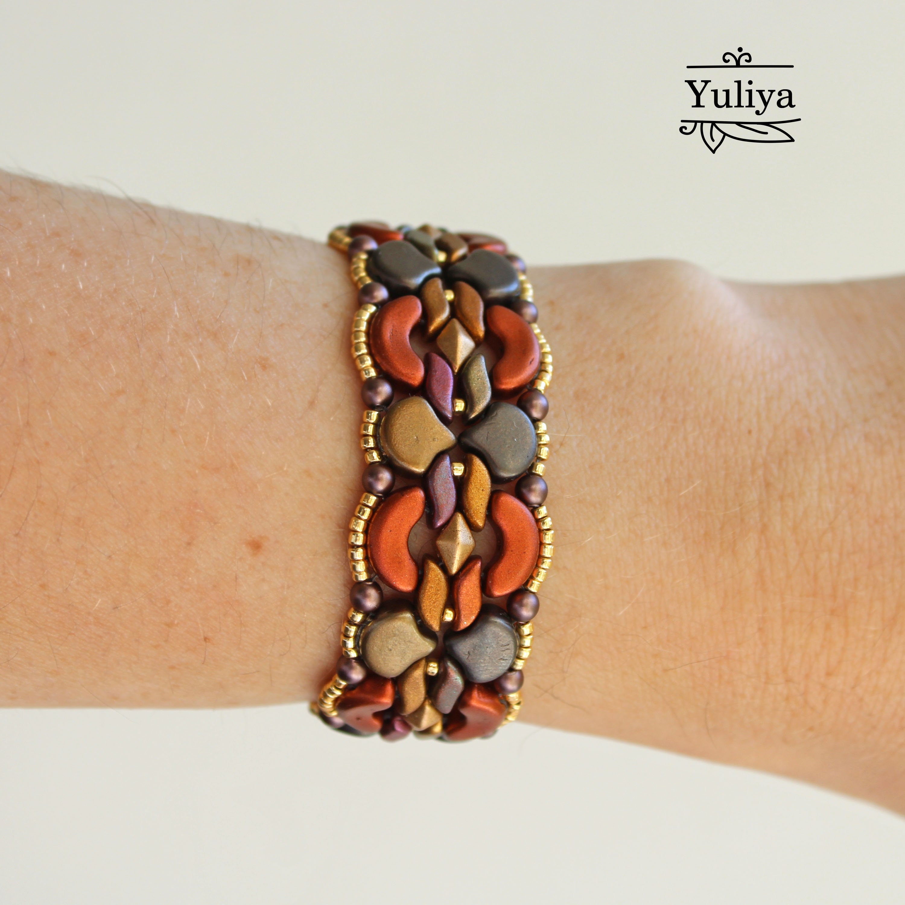 Bead Pattern Bracelet Ginko Bead Stormduo Tutorial 2 Hole | Etsy