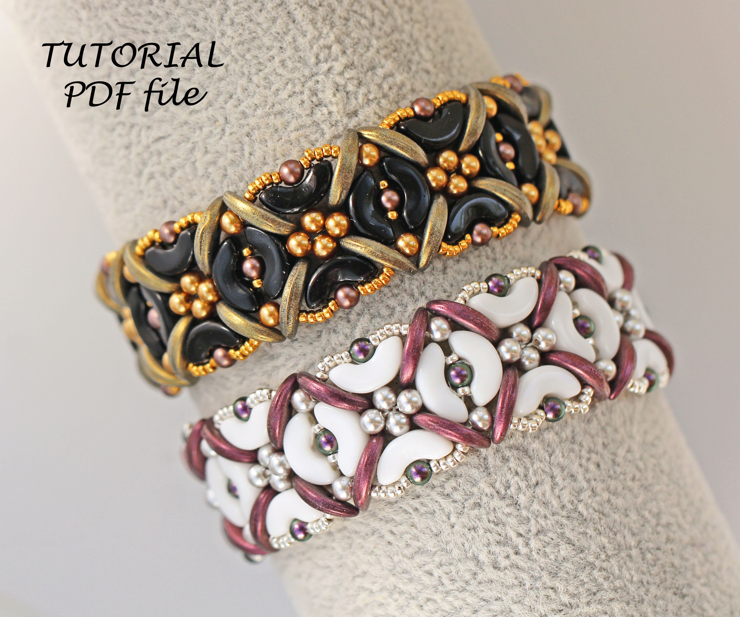 Beading Tutorial Bracelet Beadwork Pattern Two Hole Bead - Etsy