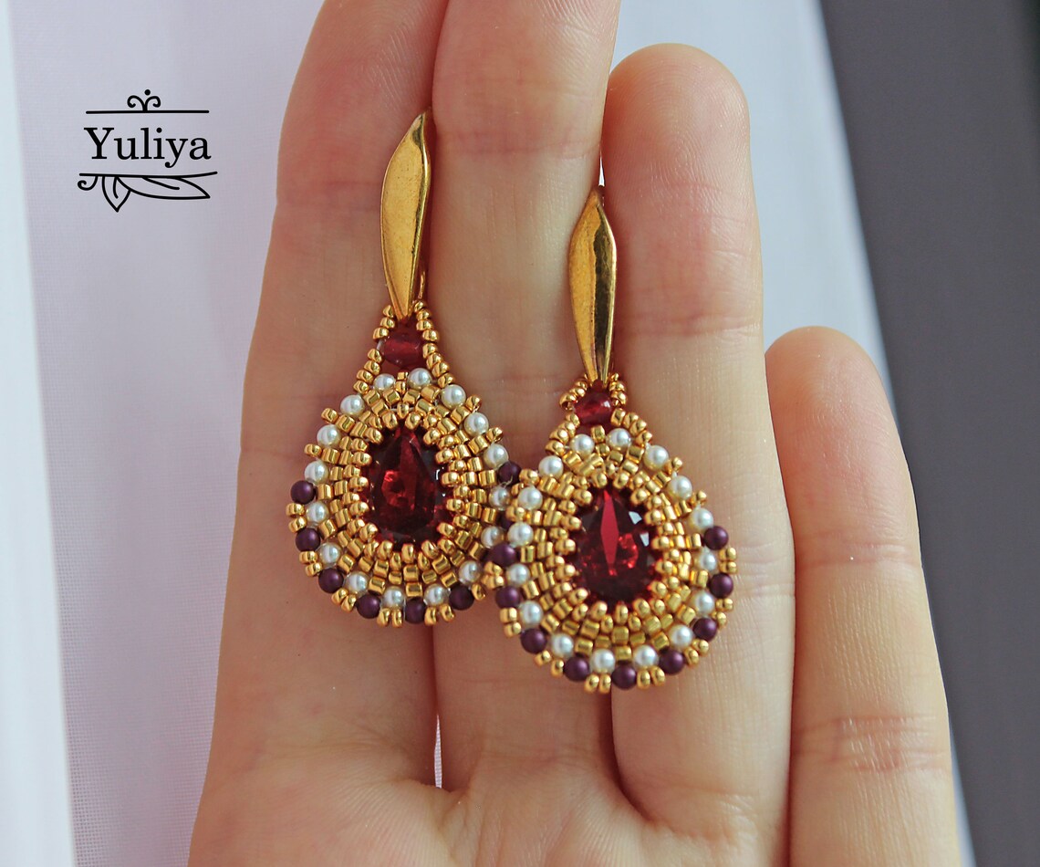 Beaded Earrings Tutorial Rivoli Earring Tutorial Beading - Etsy