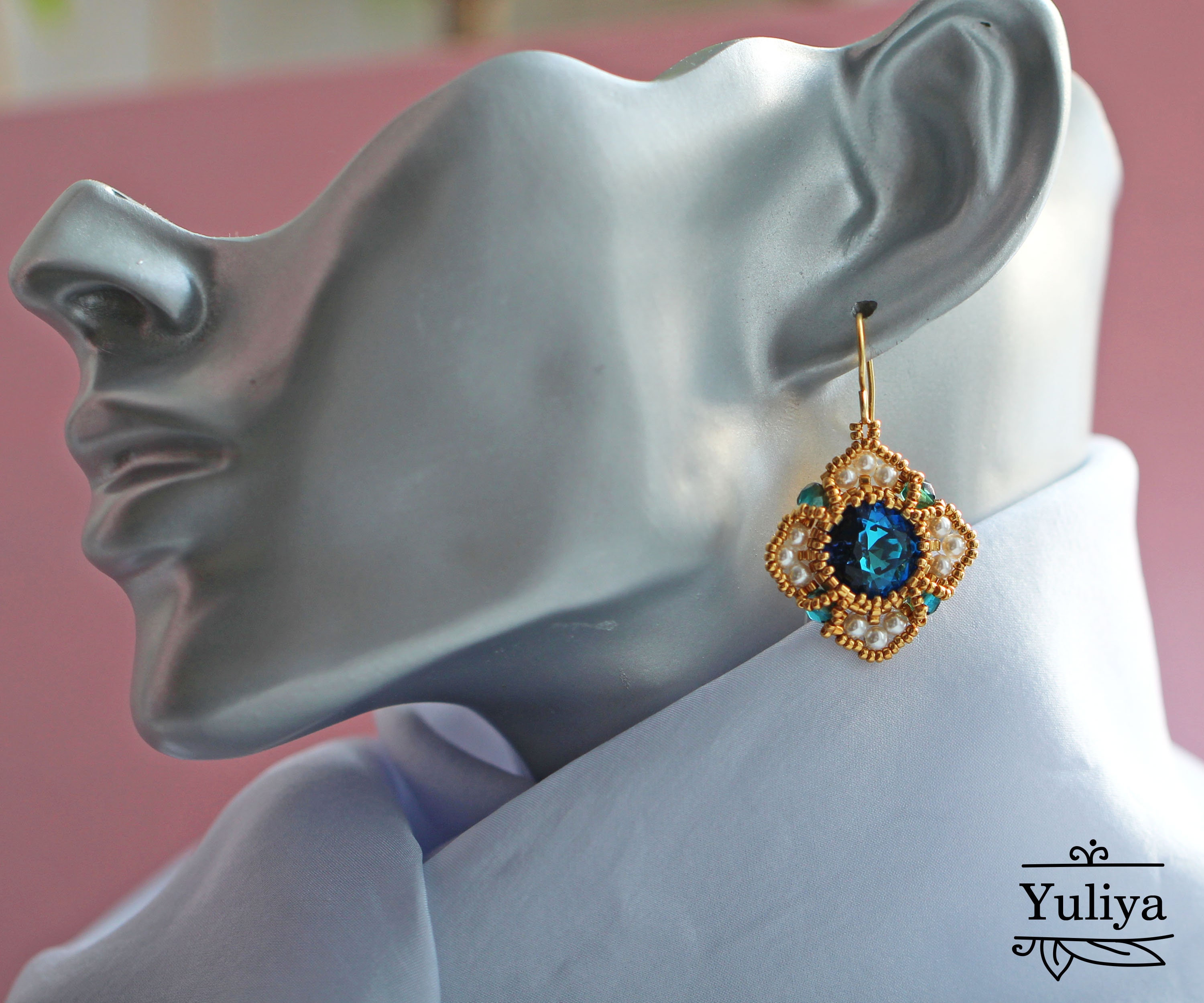 Beading Tutorial Rivoli Earring Tutorial Beaded Earring - Etsy