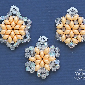 Snowflake Tutorial, Beaded Pendant Tutorial; Easy, Simple Bead Pattern, Snowflake Bead Tutorial ...