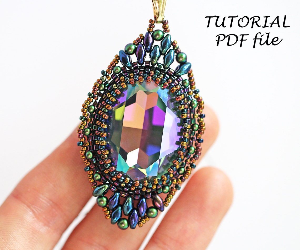 Beading Pattern Tutorial Pendant Beadwork Pendant Oval | Etsy