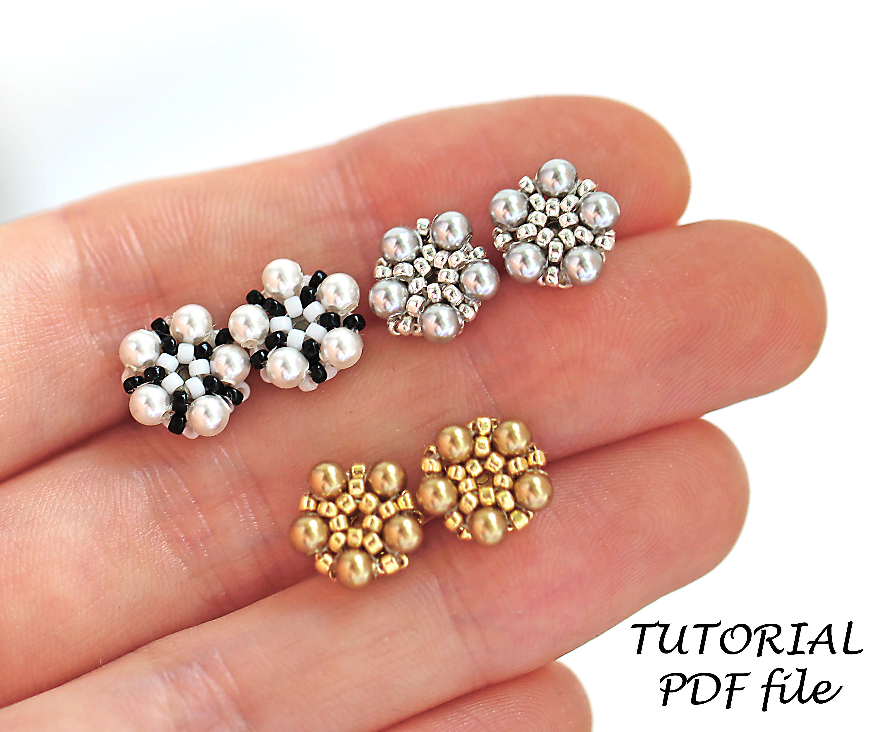 Beaded stud earring pattern Earrings tutorial Seed bead | Etsy