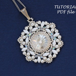 Beading Tutorial Pendant, Beaded Pendant Pattern, Rivoli Swarovski 14mm ...