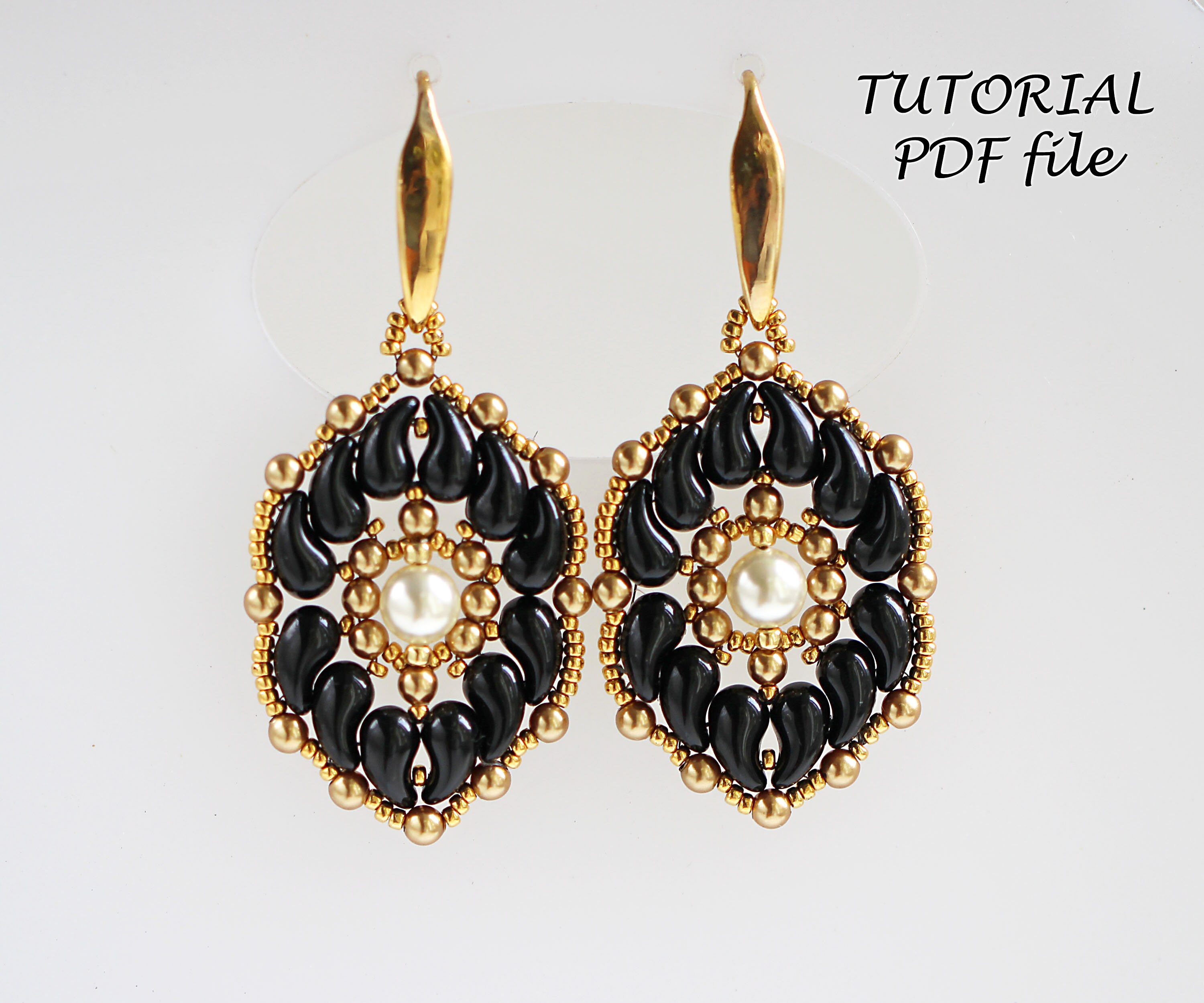 Bead earrings tutorial ZoliDuo bead pattern Small beaded | Etsy