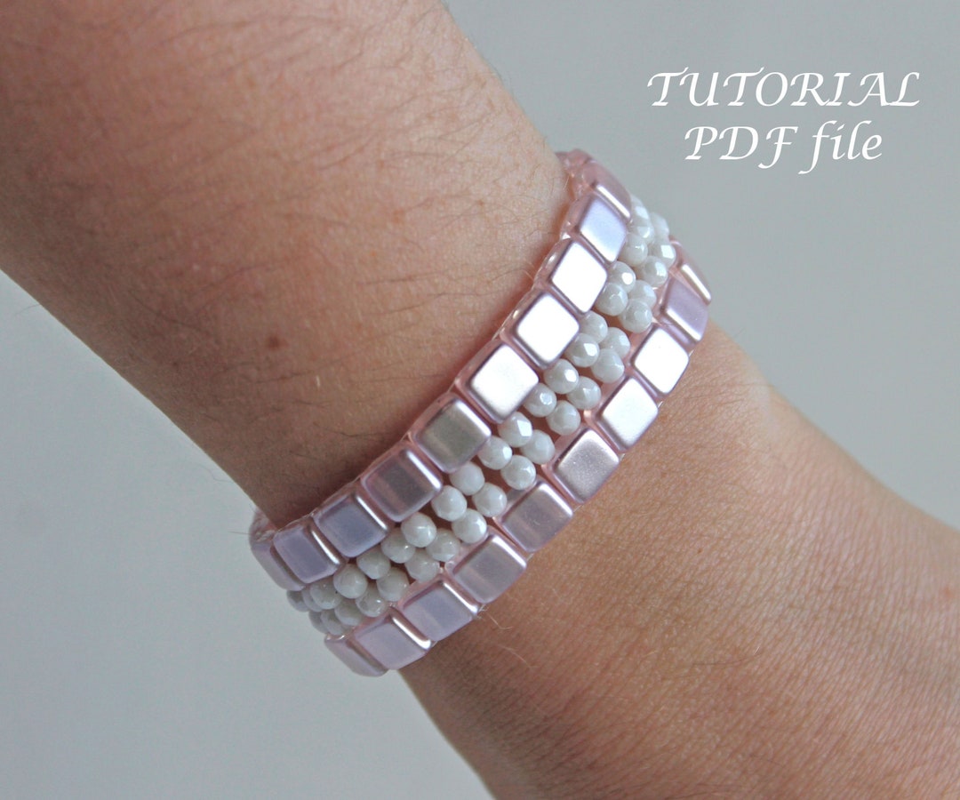 Beaded Pattern Bracelet Tila Tile Bead Tutorial Bead - Etsy