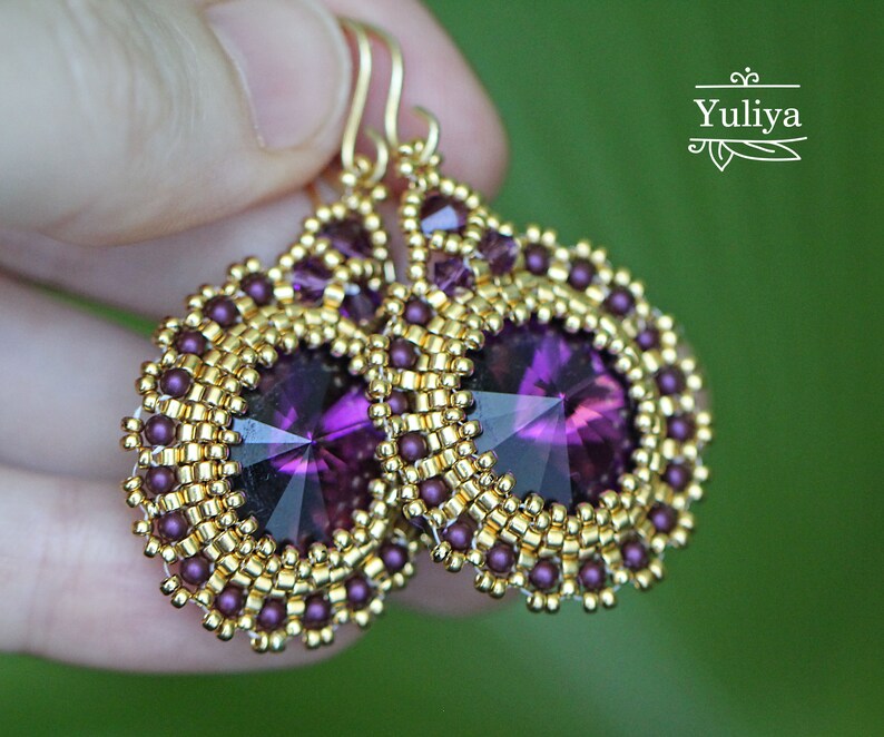 Beading Tutorial Earrings Beaded Earrings Pattern Rivoli - Etsy