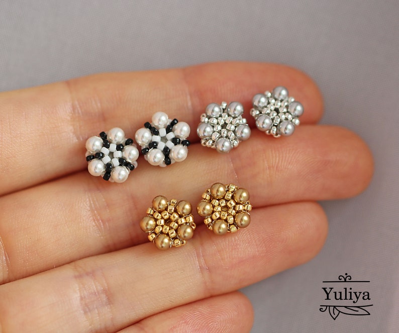 Beaded stud earring pattern Earrings tutorial Seed bead | Etsy