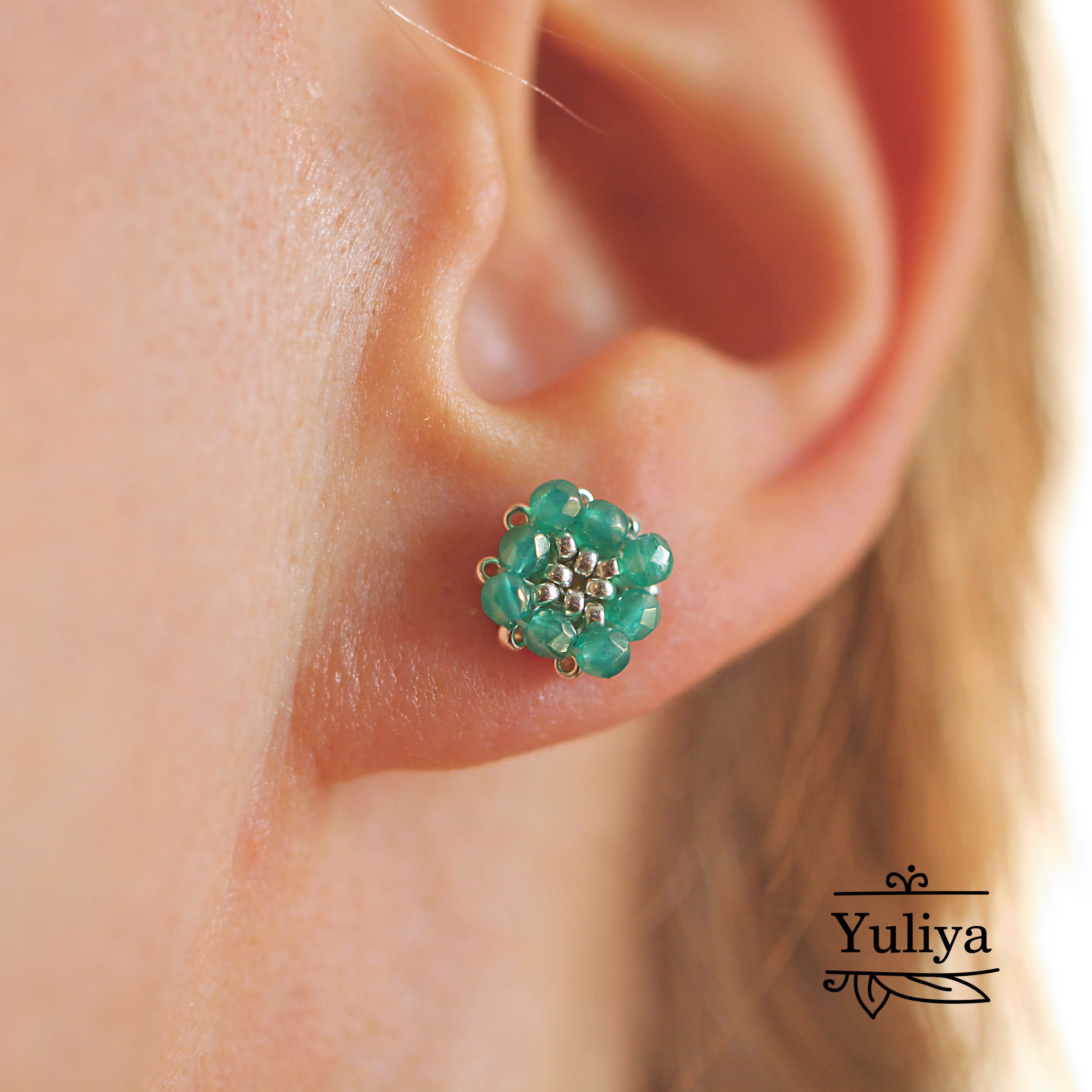 Beaded Stud Earrings Tutorial, Bead Pattern, Beading Tutorial~earring ...