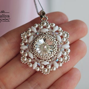 Beading Tutorial Pendant, Beaded Pendant Pattern, Rivoli Swarovski 14mm ...
