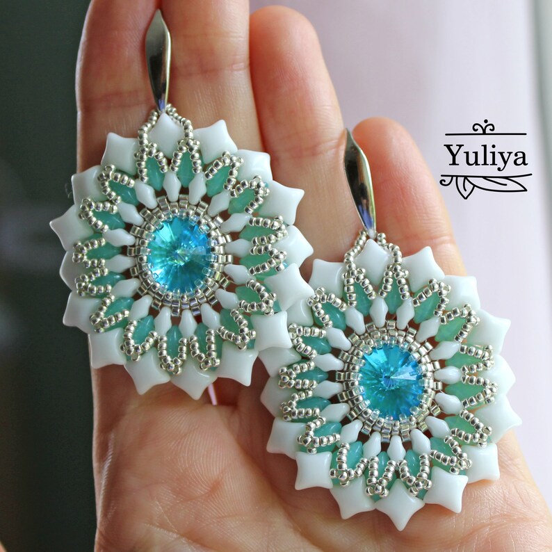 Beaded Earrings Tutorial Rivoli Earring Tutorial Wibeduo - Etsy