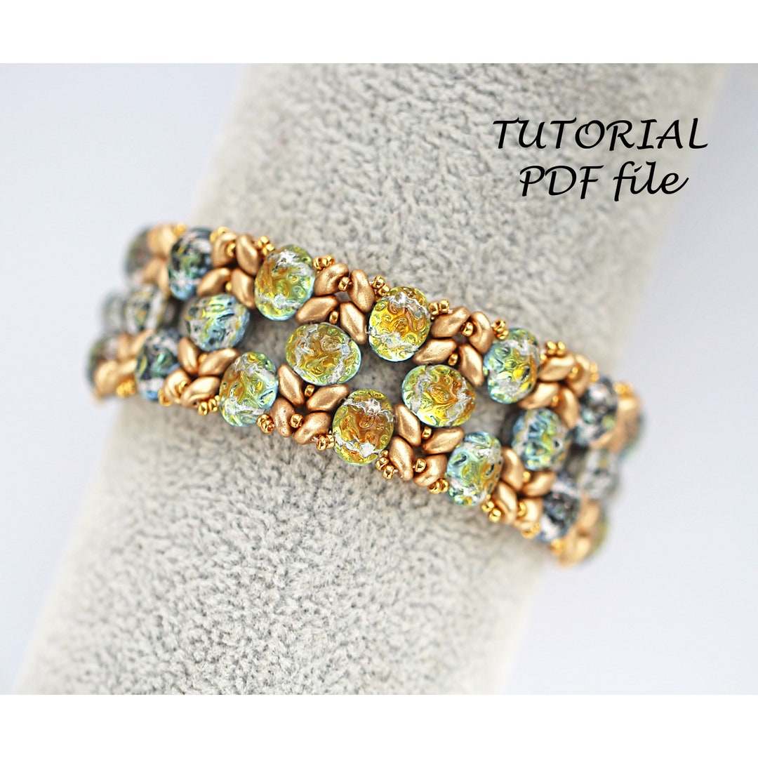 Beaded Bracelet Pattern, Baroque Cabochon Bracelet Tutorial, Superduo ...