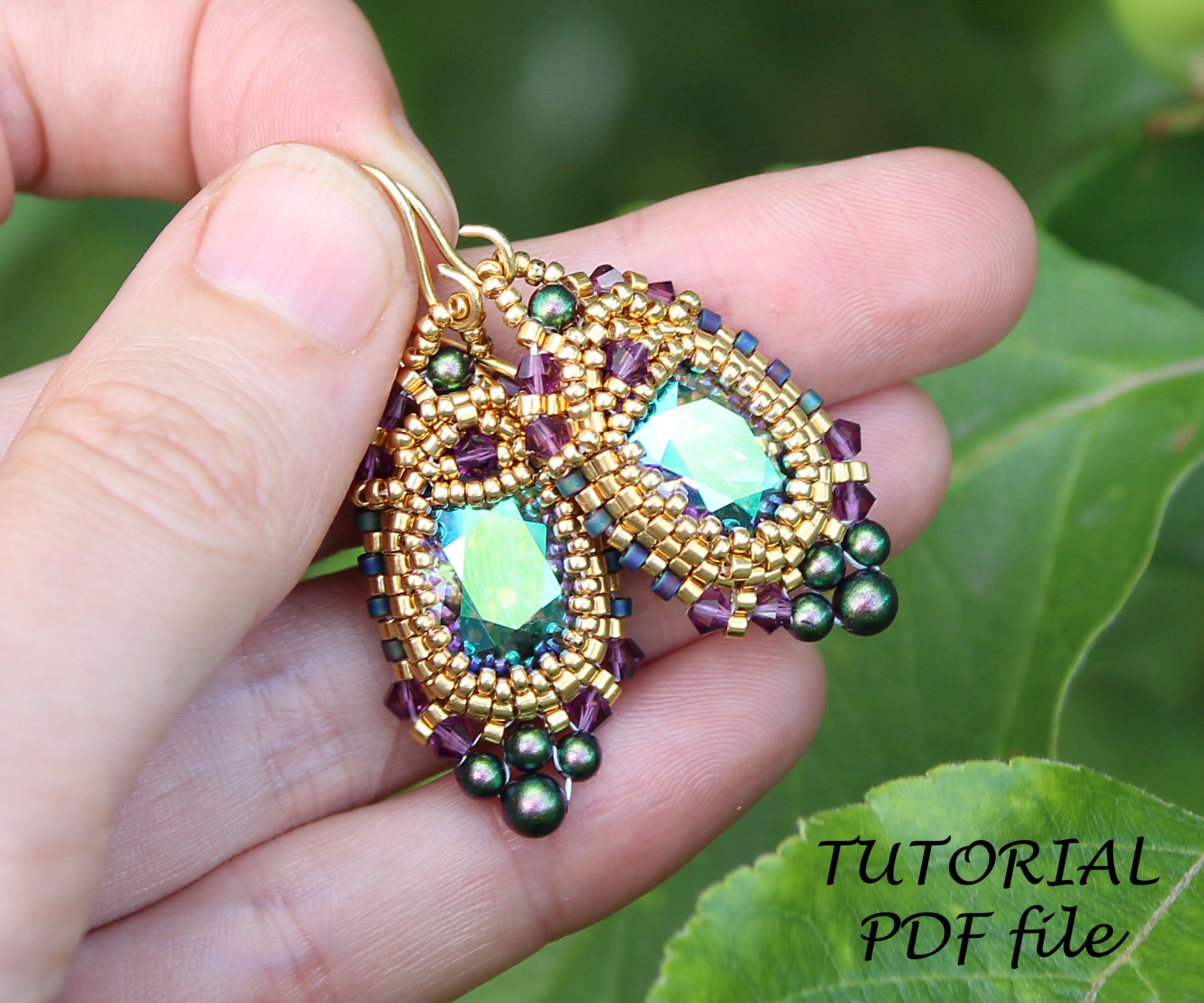 Beaded earring tutorial Beading pattern Peyote earring | Etsy