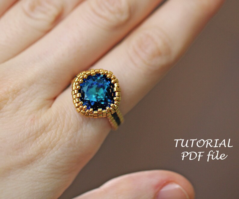 Beaded Ring Tutorial Bead Ring Pattern Rivoli Ring Tutorial | Etsy