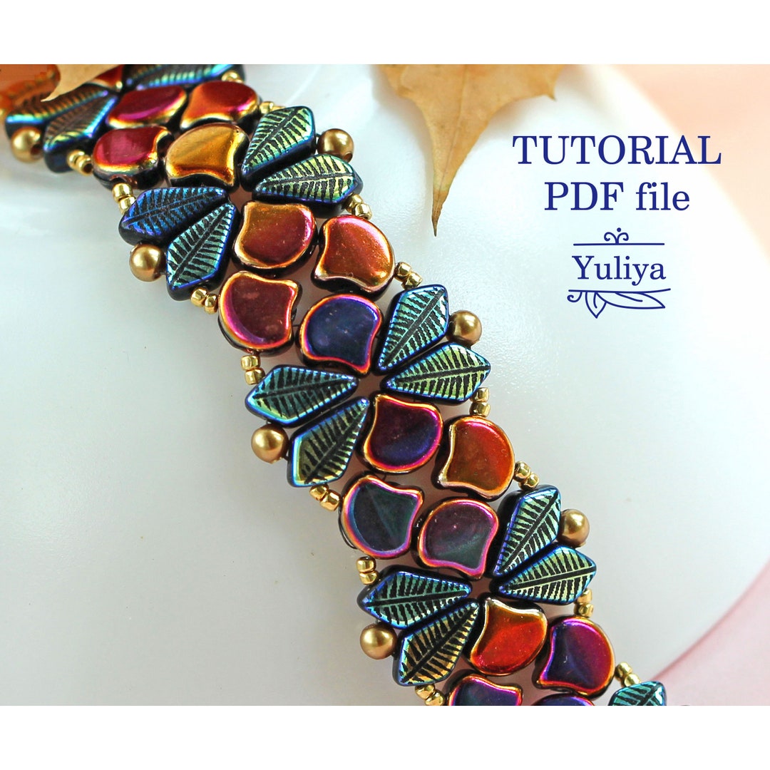 Beading Pattern Bracelet Tutorial Ginko Kite Beads Simple Easy Two-hole ...