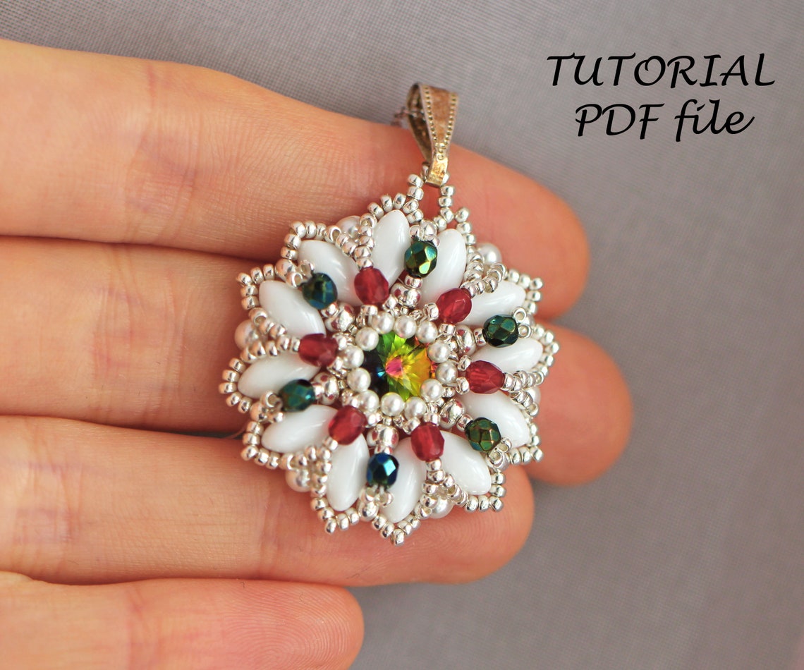 Tutorial Beaded Pendant Daisy Pendant Pattern Flower Pendant | Etsy