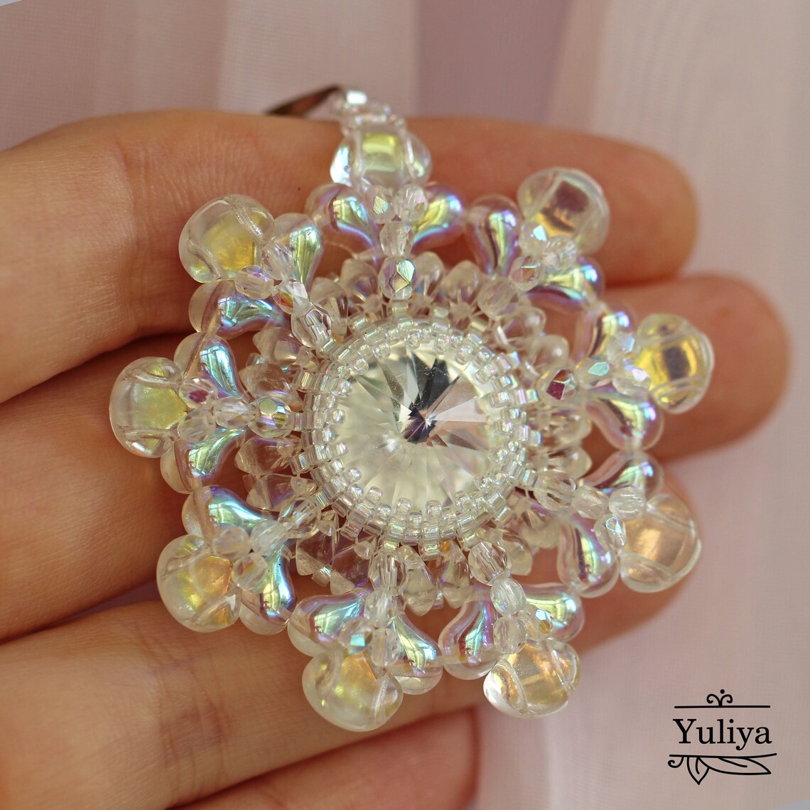 Beaded Rivoli Pendant Tutorial Beading Instructions Ginko - Etsy