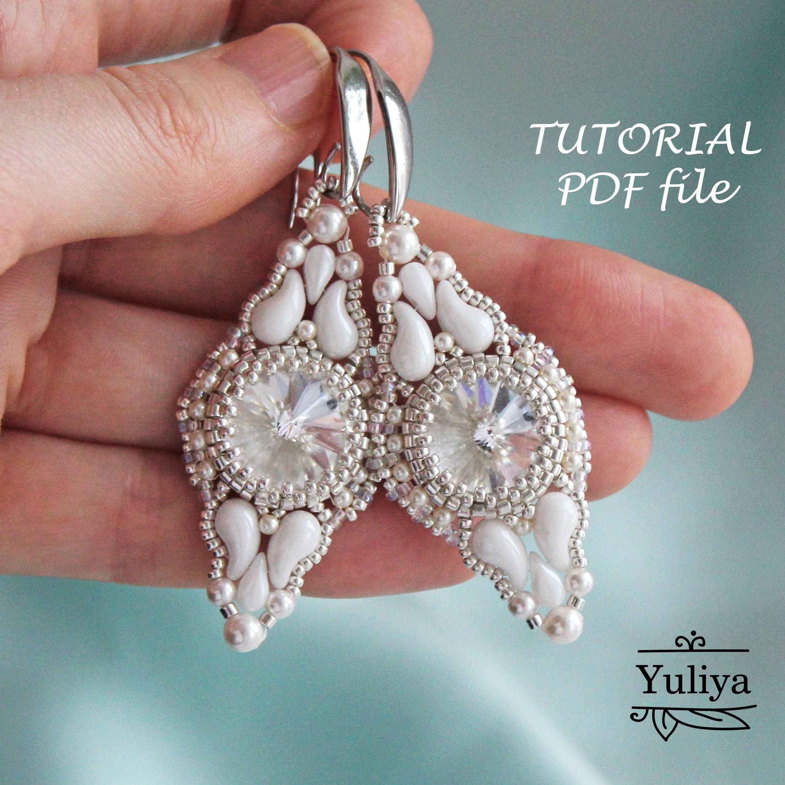 Beaded Earrings Pattern Bridal Bead Pattern Rivoli Bead | Etsy