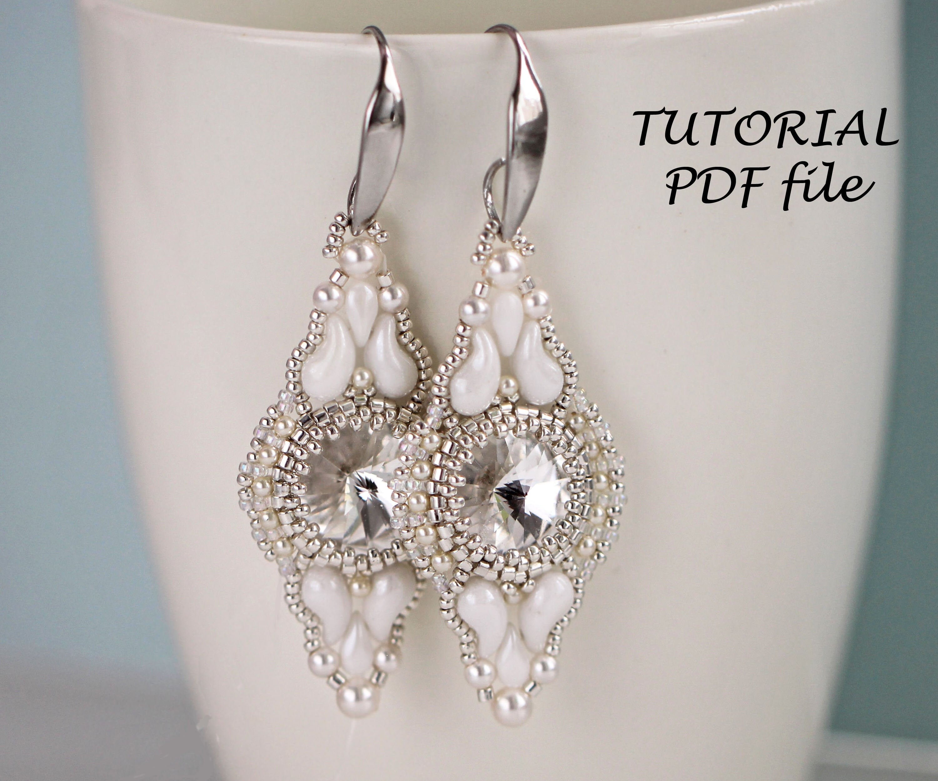 Beaded Earrings Pattern Bridal Bead Pattern Rivoli Bead | Etsy