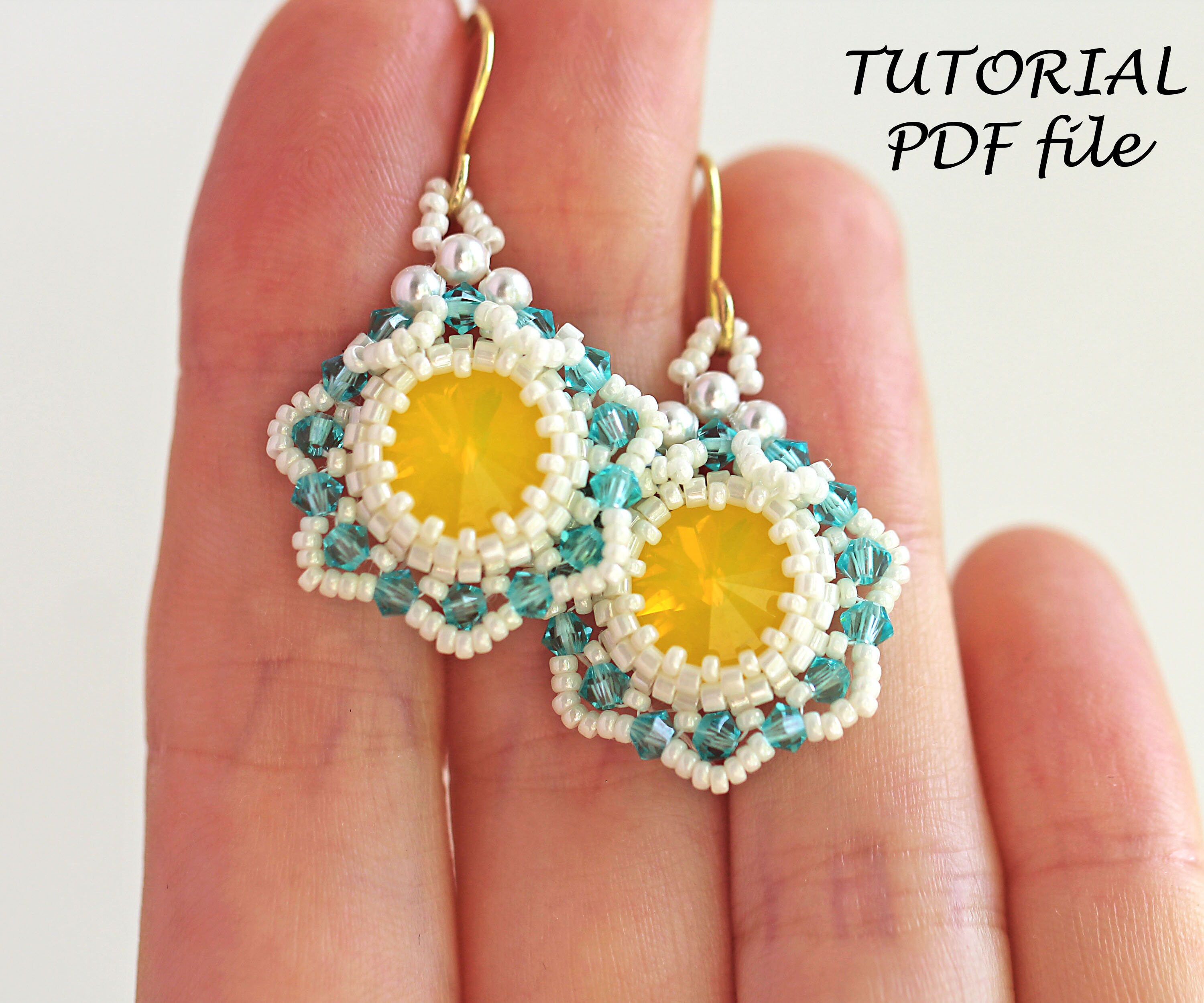 Rivoli earrings tutorial Earrings pattern Bicone tutorial | Etsy