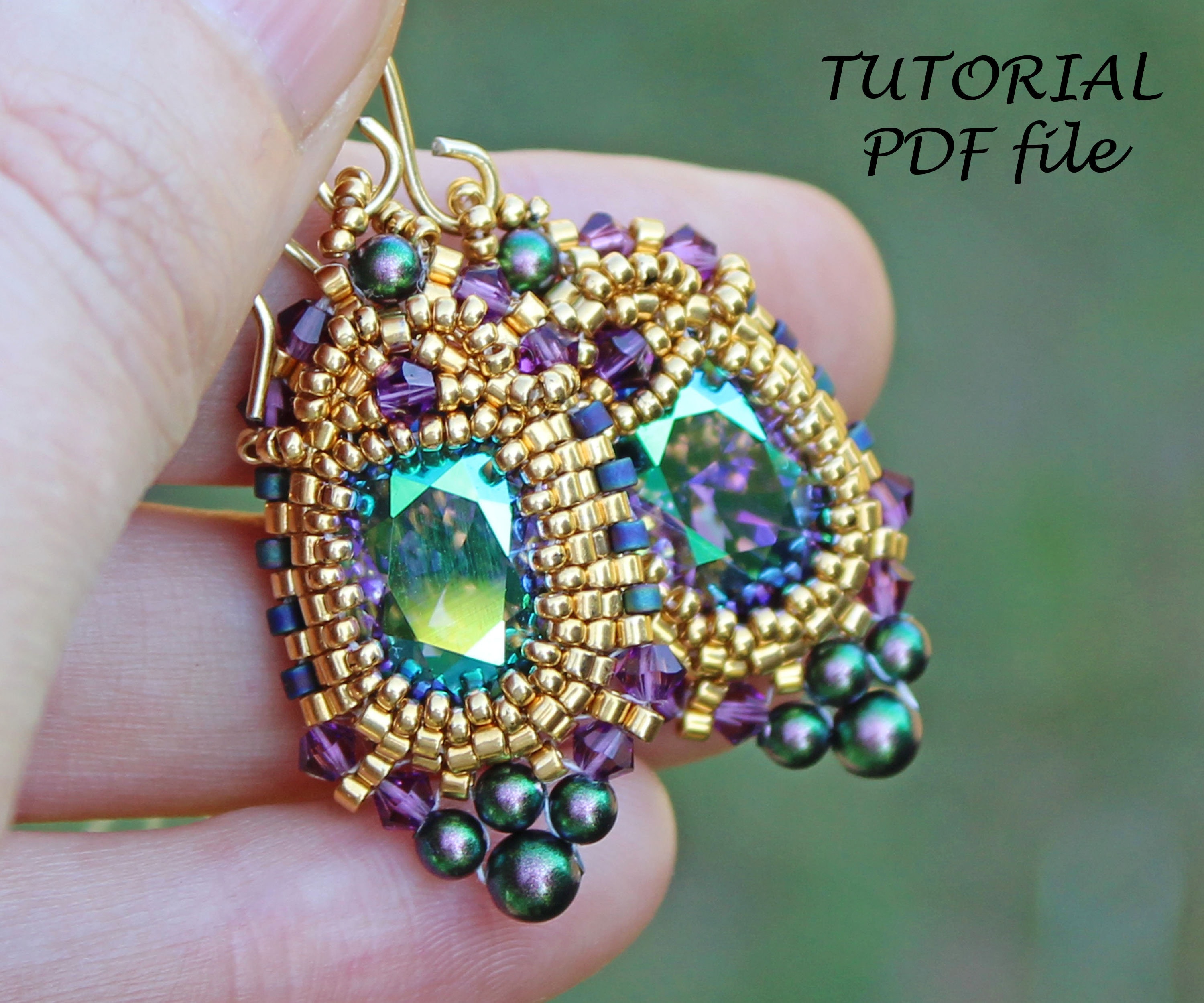 Beaded earring tutorial Beading pattern Peyote earring | Etsy