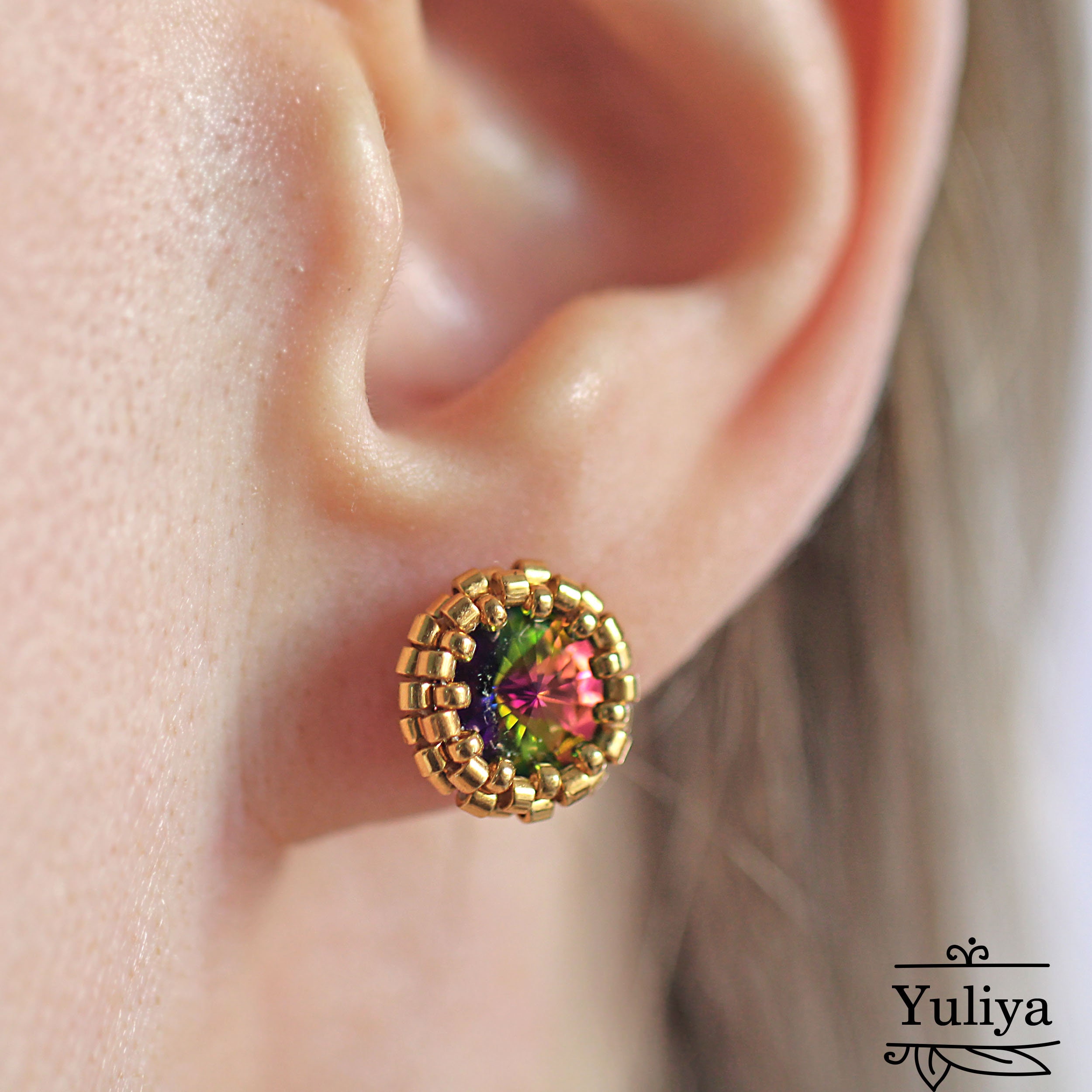 Stud Earrings Pattern Beading Tutorial Stud Earrings | Etsy