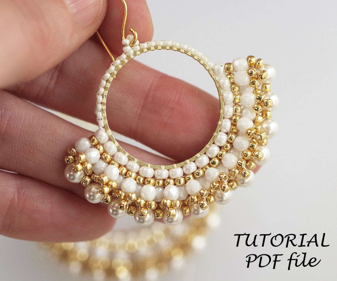 Tutorial Hoop Earrings Brick Stitch Earrings Beading Pattern - Etsy