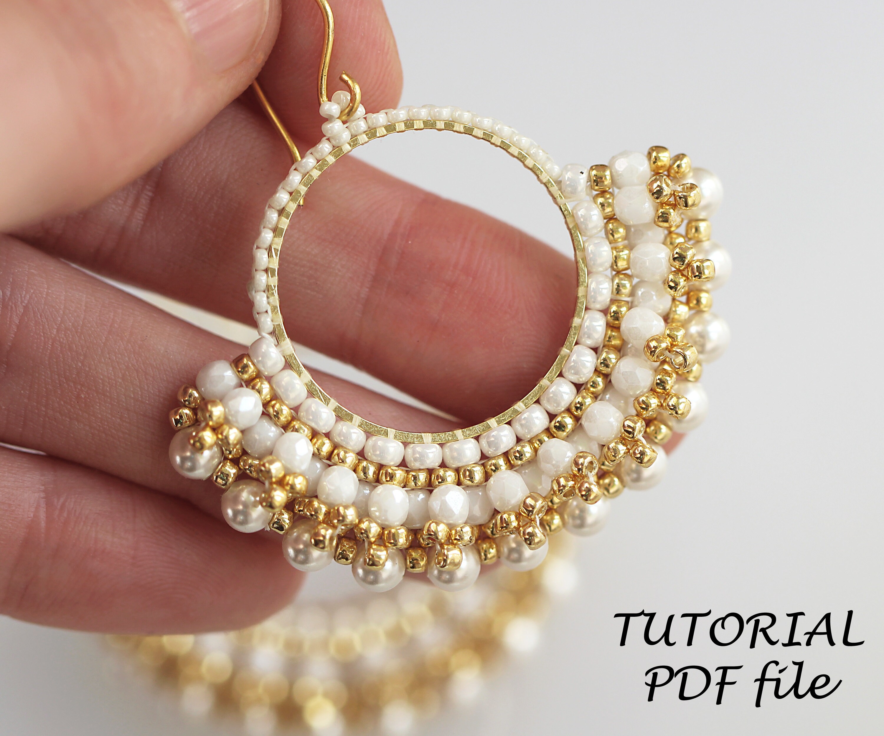 Tutorial Hoop Earrings Brick Stitch Earrings Beading Pattern - Etsy