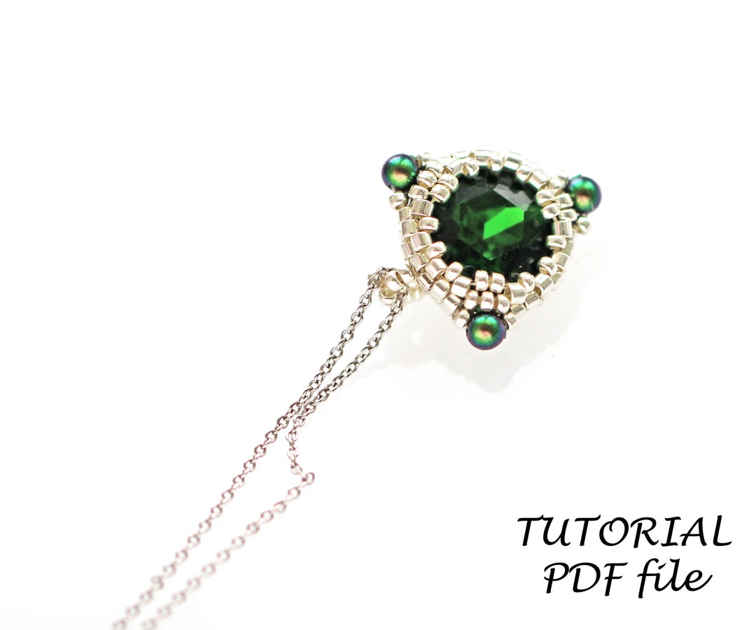 Beading Pattern Pendant Rivoli Bead Tutorial Swarovski - Etsy