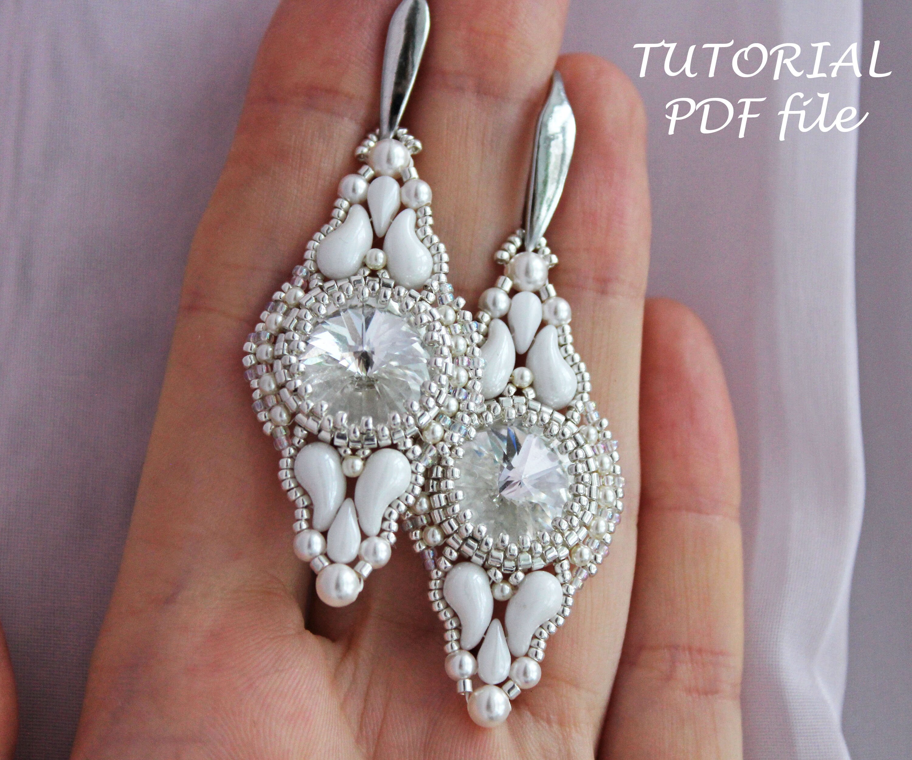 Beaded Earrings Pattern Bridal Bead Pattern Rivoli Bead - Etsy