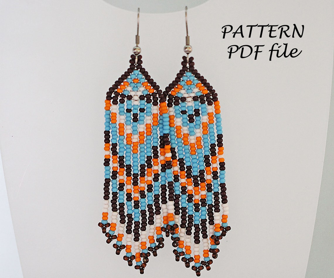 Pattern Native Earrings Long Earrings Pattern Brick Stitch - Etsy