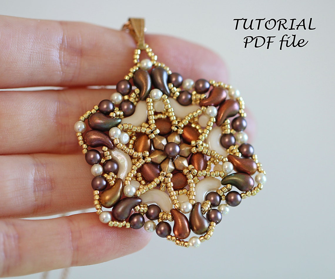 Beading Tutorial & Pattern Pendant Beadwork Tutorial Beaded | Etsy