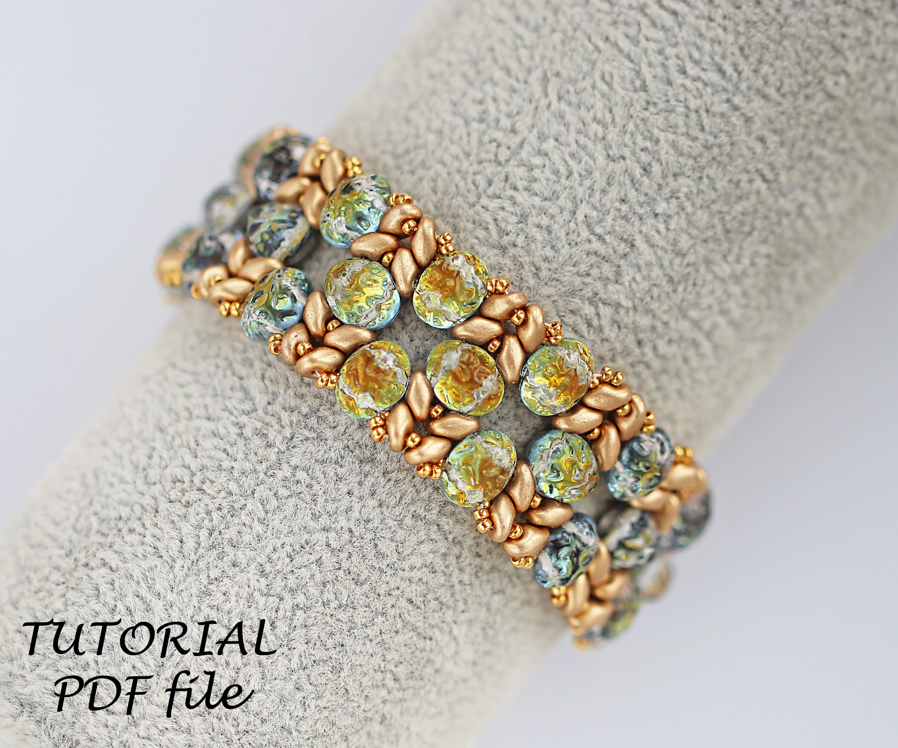 Beaded Bracelet Pattern, Baroque Cabochon Bracelet Tutorial, Superduo ...