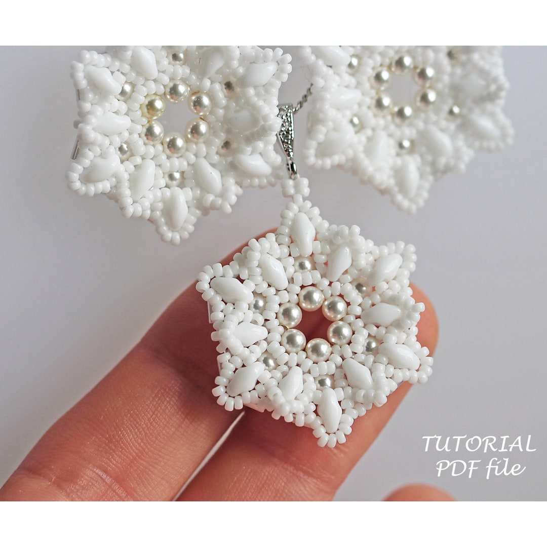 Tutorial Pendant & Earrings Snowflake, Superduo Bead Pattern New Year, Christmas Pattern Jewelry ...