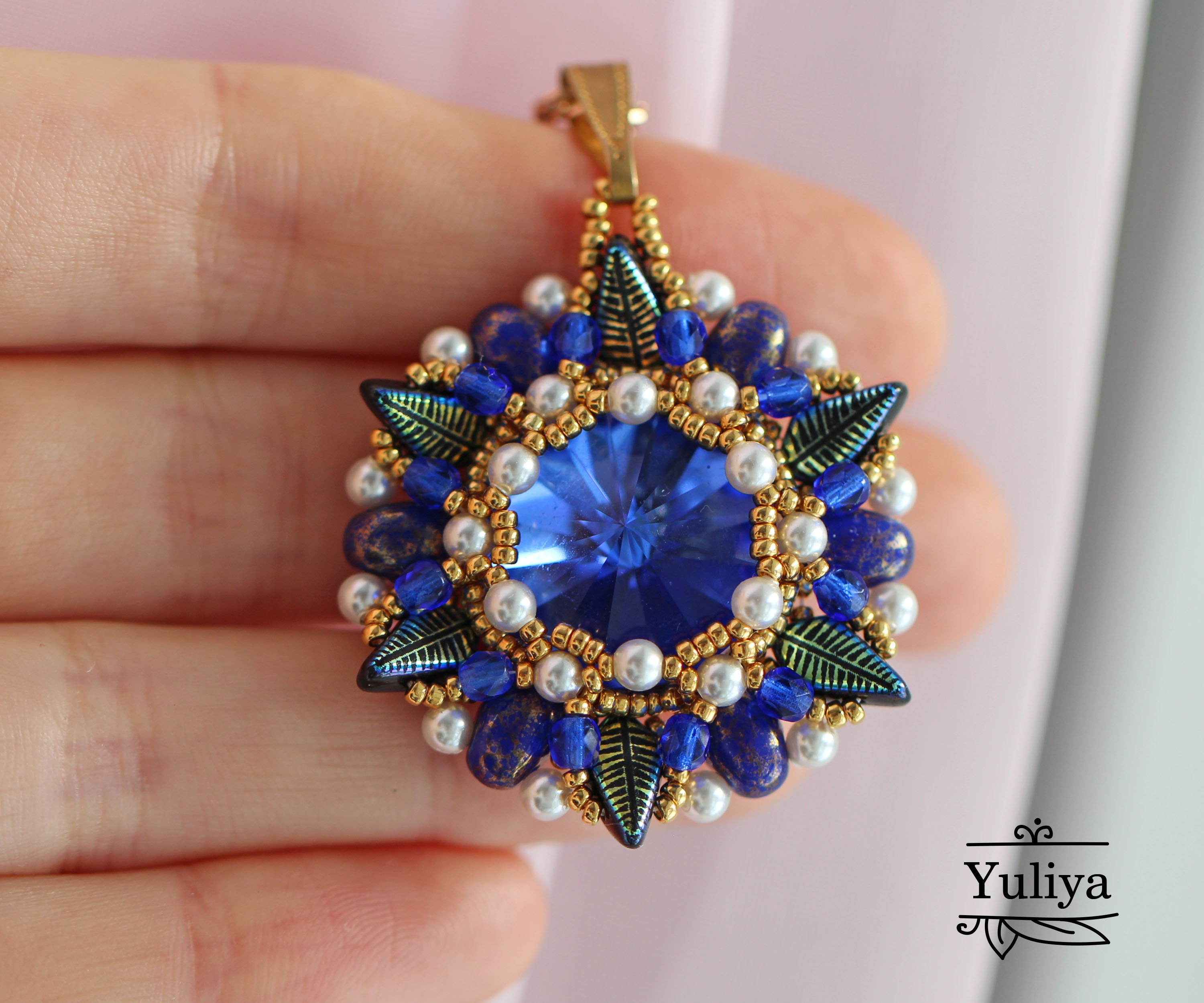 Beaded Pendant Pattern Swarovski Tutorial Beadwork Pattern - Etsy