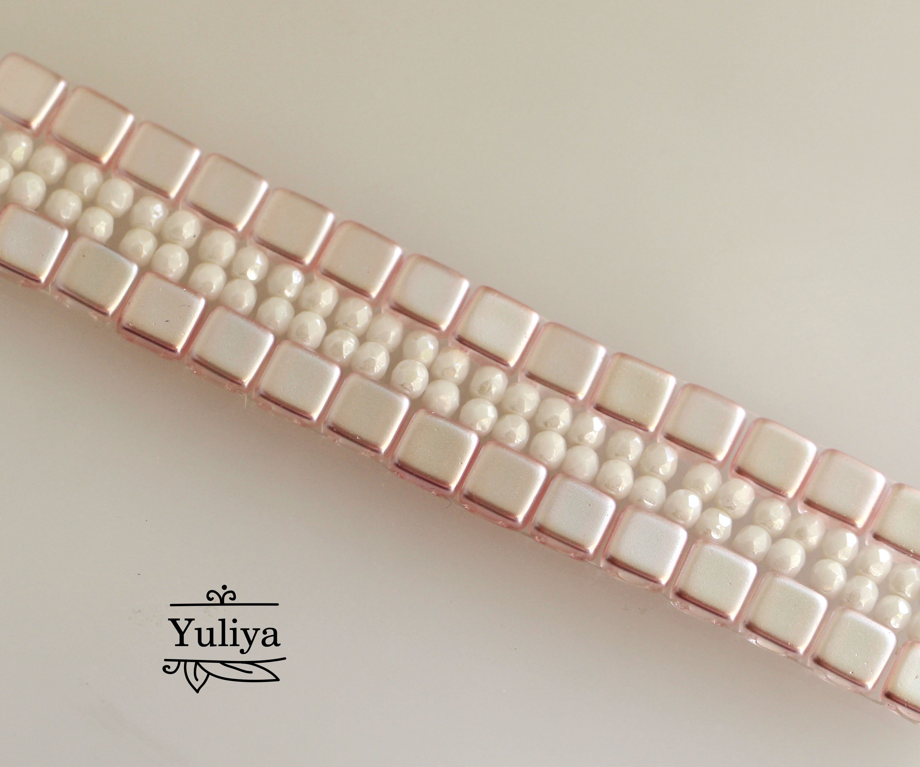 Beaded Pattern Bracelet Tila Tile Bead Tutorial Bead - Etsy