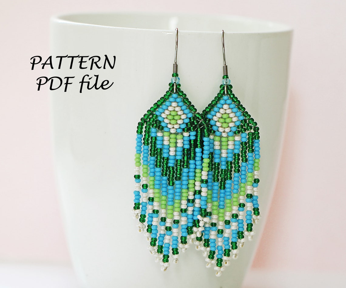 Fringe earrings pattern Brick stitch pattern Brick stitch | Etsy