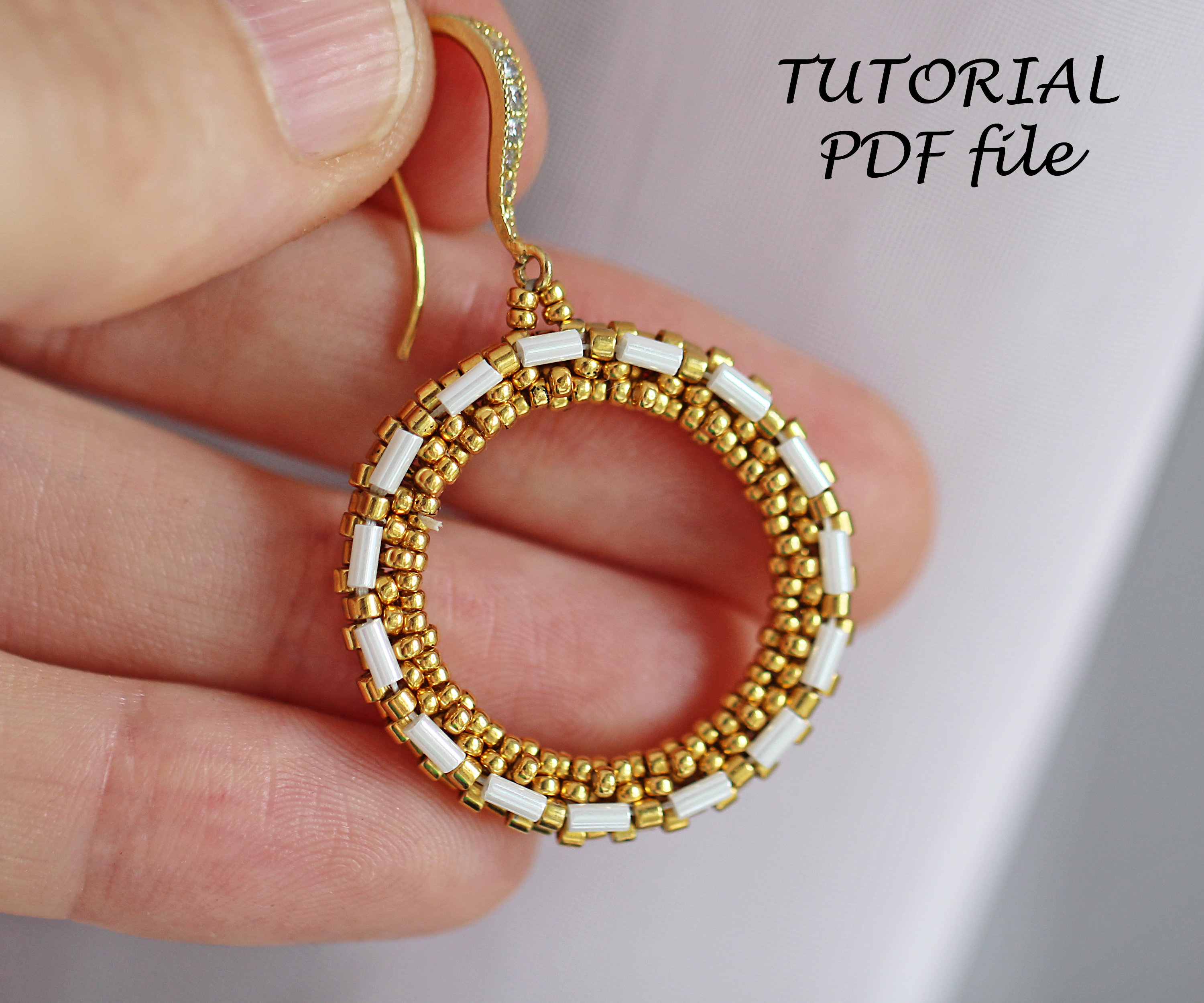Hoop Earrings Tutorial, Bead Earring Pattern, Seed Bead Tutorial~ Bugle ...